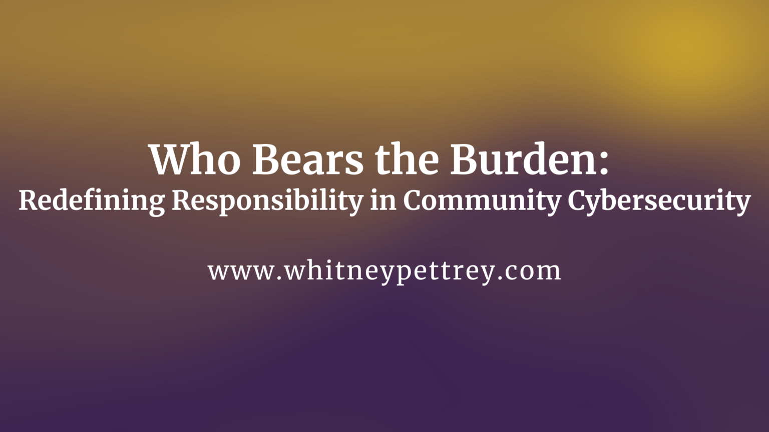 Who Bears the Burden: Redefining Responsibility in Community ...